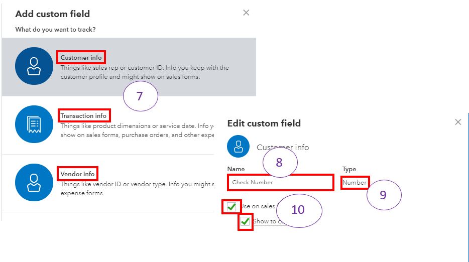Check number on Sales Receipt