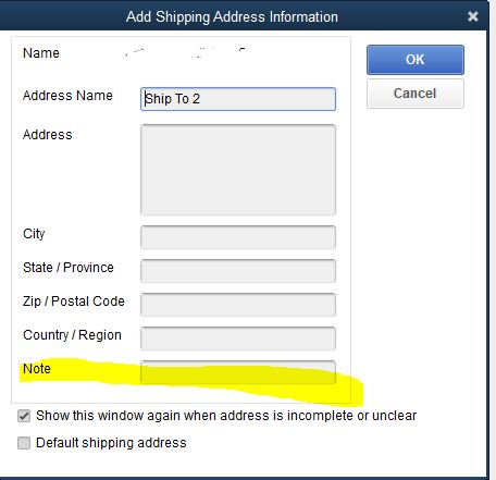 ship to customer field