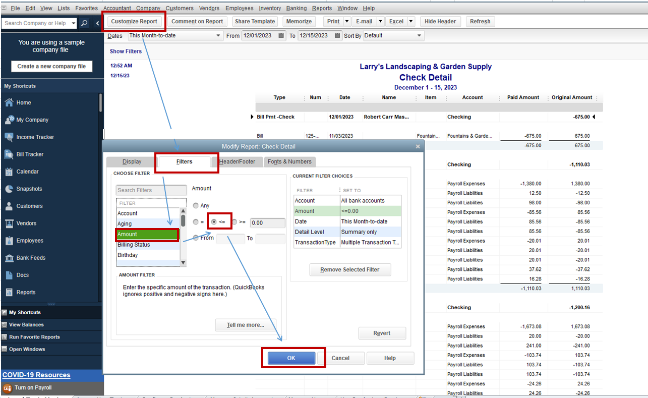 Check Detail Report - Displaying Detail Entered as a Negative on the ...