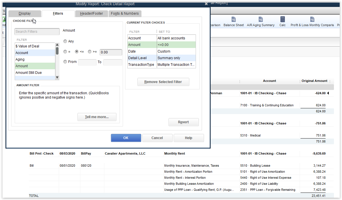 Check Detail Report - Displaying Detail Entered as a Negative on the ...