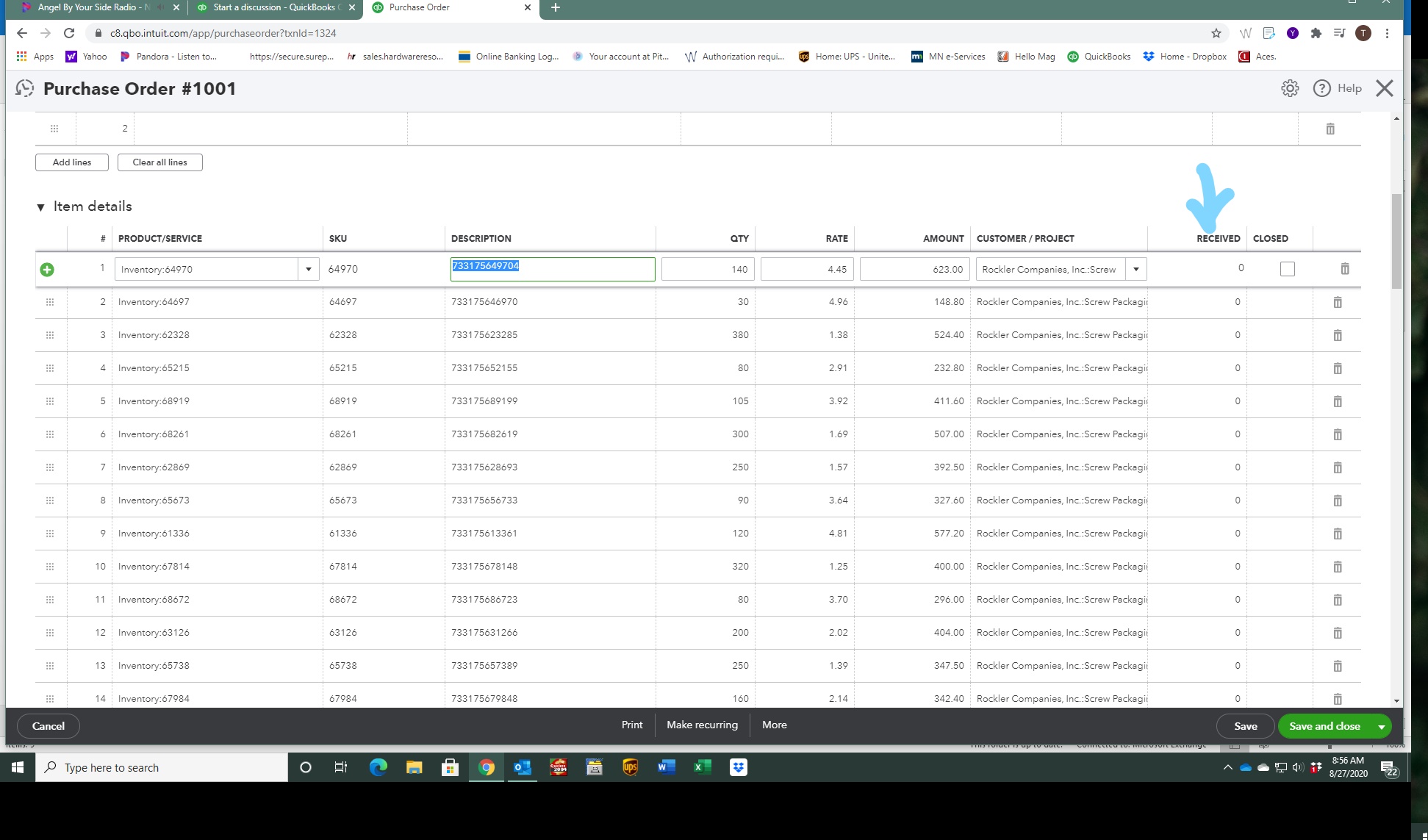 Solved: Receiving parts on PO
