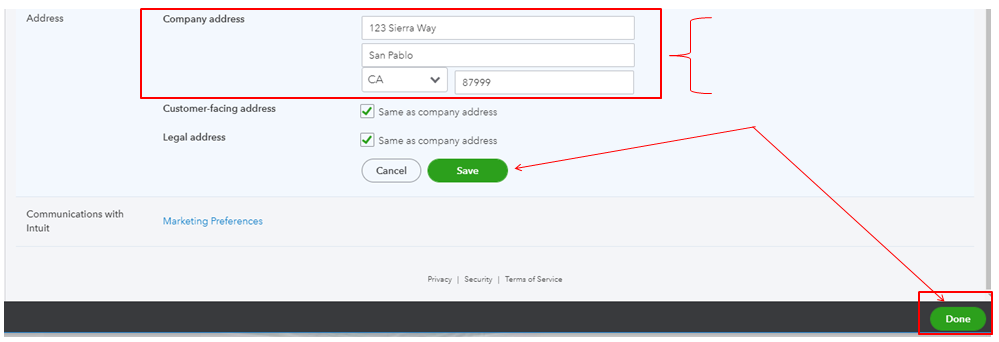 Solved: change my company address