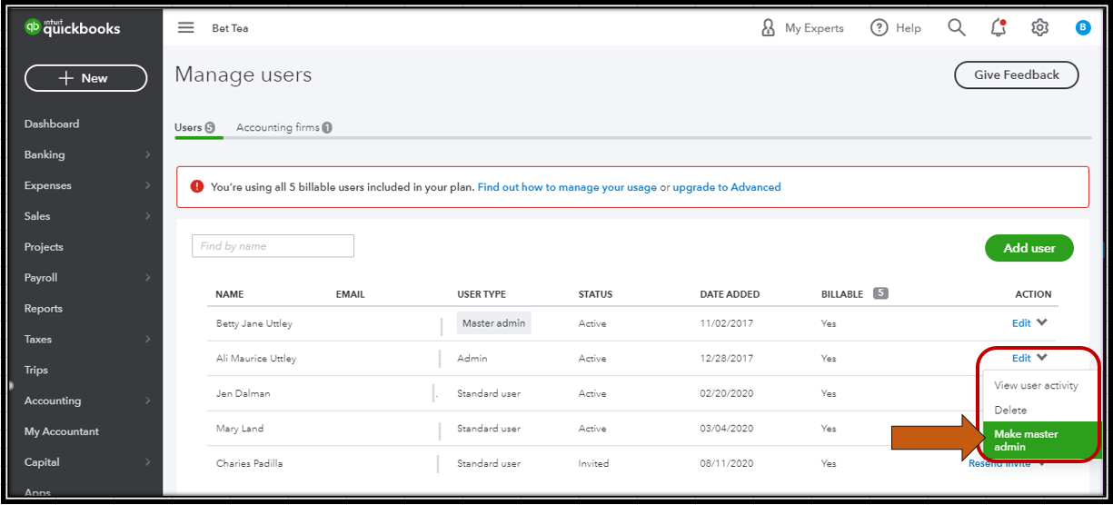 Is it possible to get admin rights for QB back end