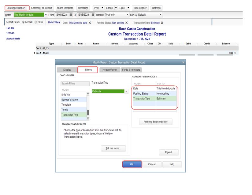 Create Estimate: Sorting estimate by Item