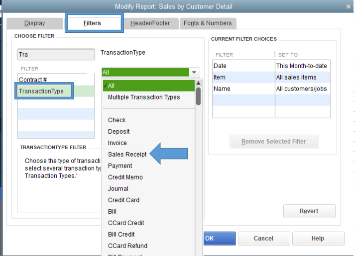 Sales receipts to invoice payment