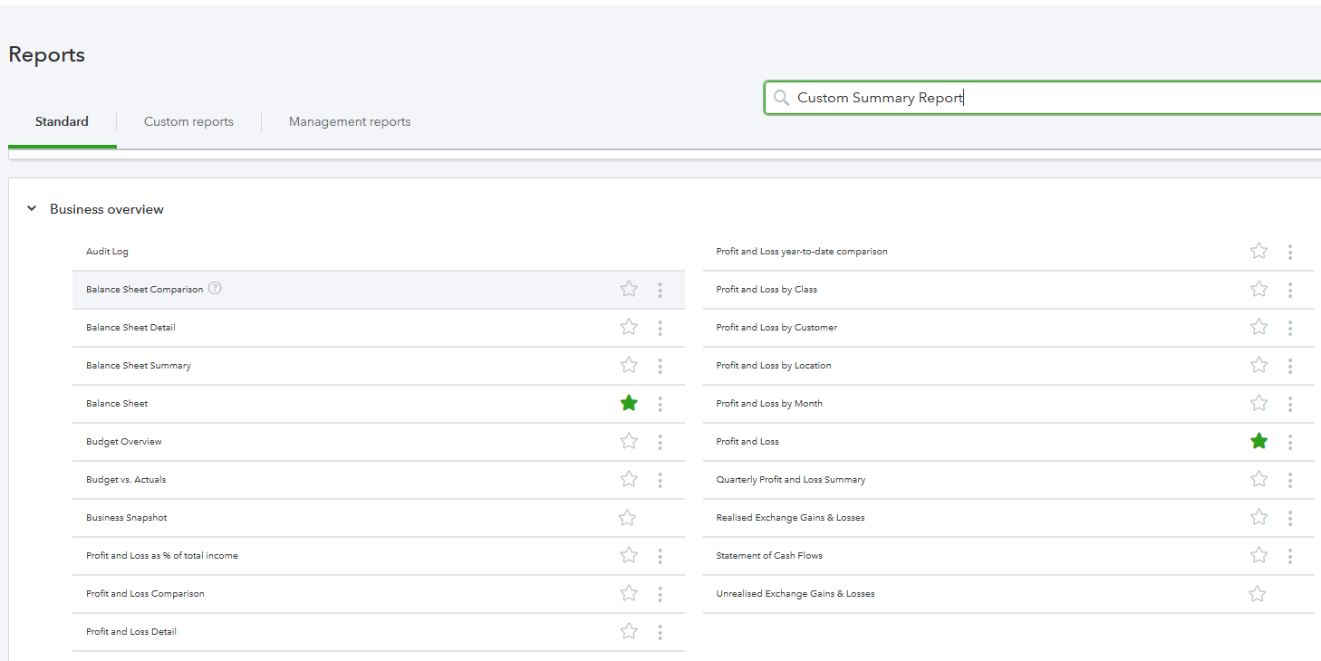 Solved: Custom Summary Report (QBO + version) - UK