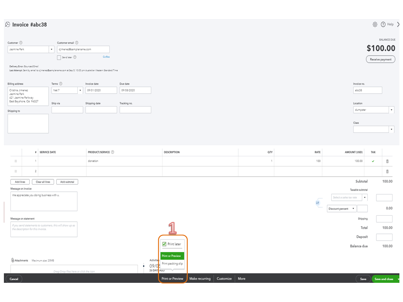 QBO: Change invoices to landscape orientation?