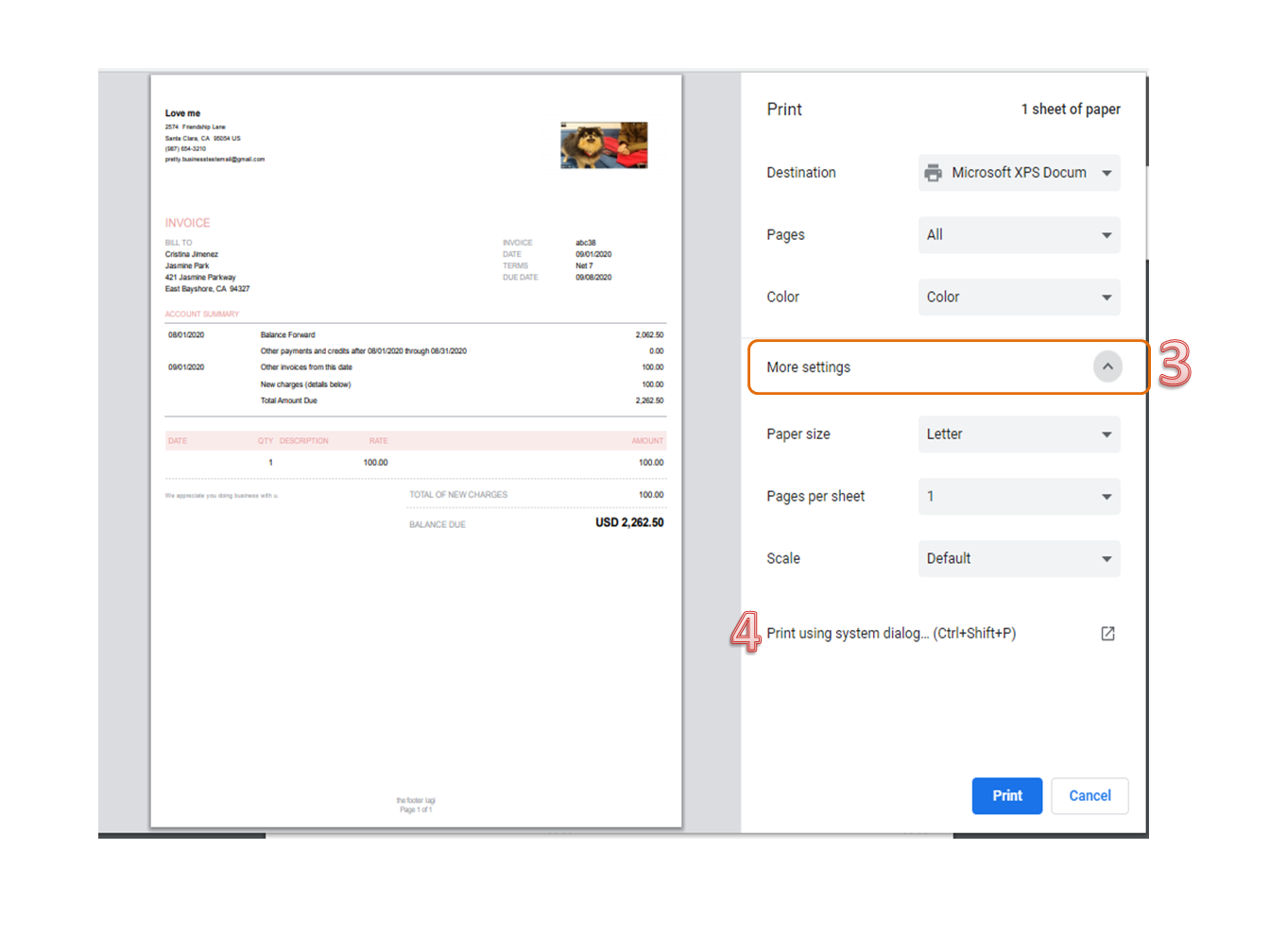 QBO: Change invoices to landscape orientation?