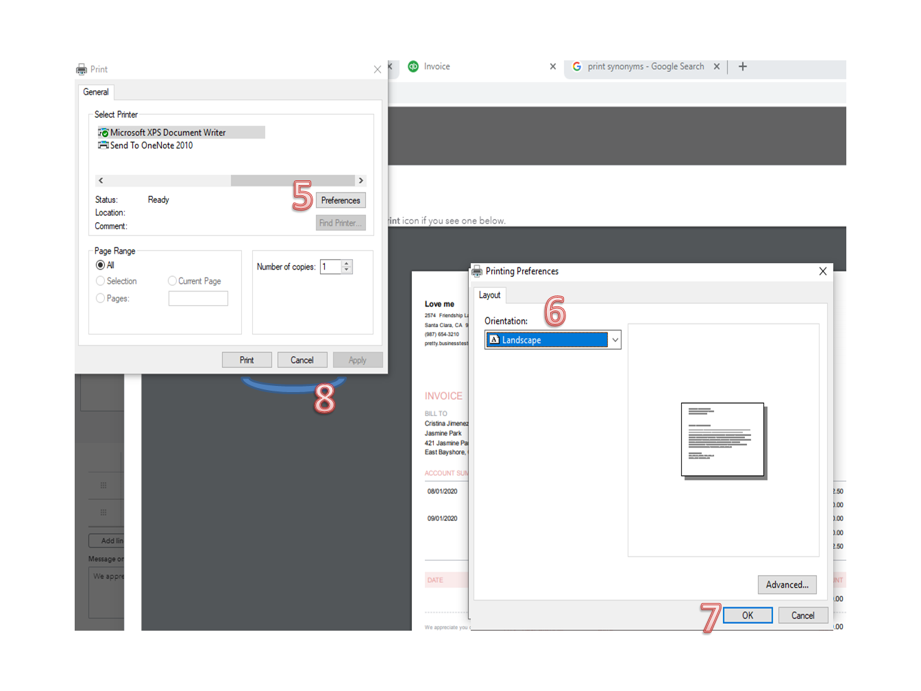 QBO: Change invoices to landscape orientation?