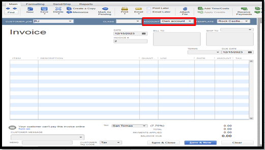 Default Accounts Receivable Account