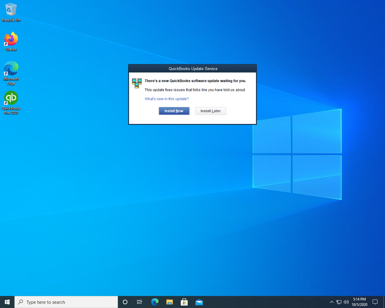 What release is the update going to update quickbo...