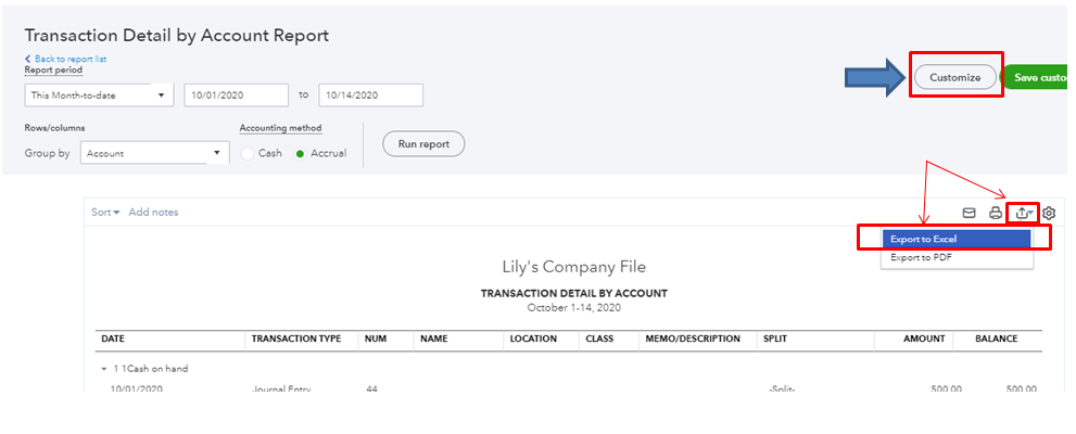 How do i export all transactions