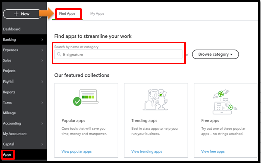Can I setup an electronic signature on the quickbooks online version?