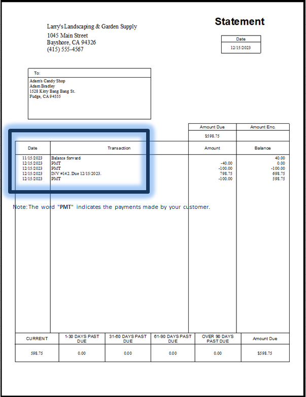 Show Payment Amount Received on Invoice Sent to Customer