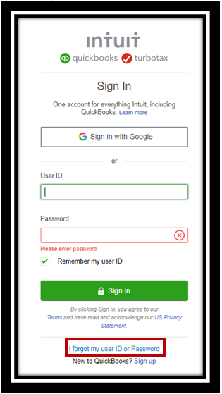 quick book password recovery