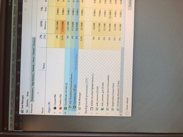 Solved: Runaway sql anywhere process. QB enterprise 2020