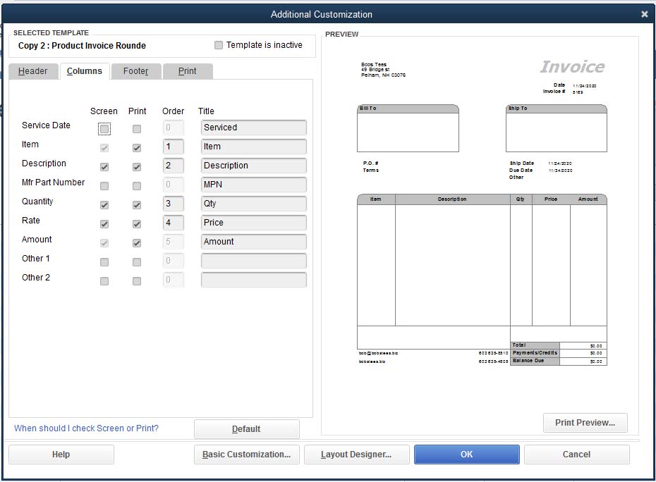Estimates and Invoices for Screenprinting buisiness