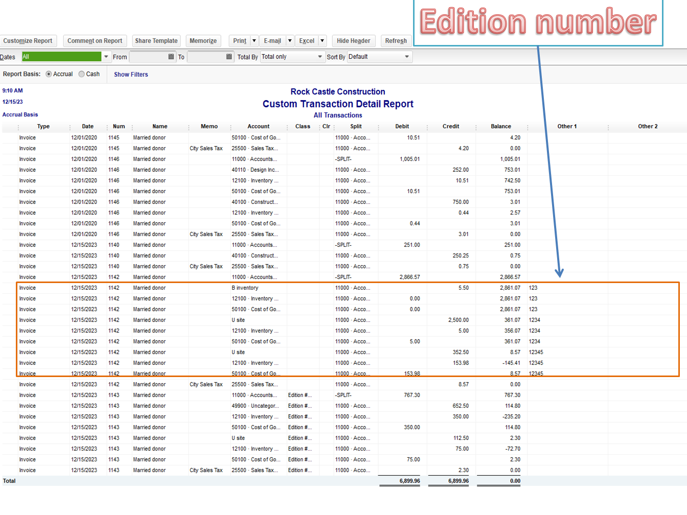 Solved: Re: Edition numbers for invoice with multiple line items.