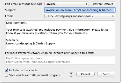Email authentication error when sending invoices via email