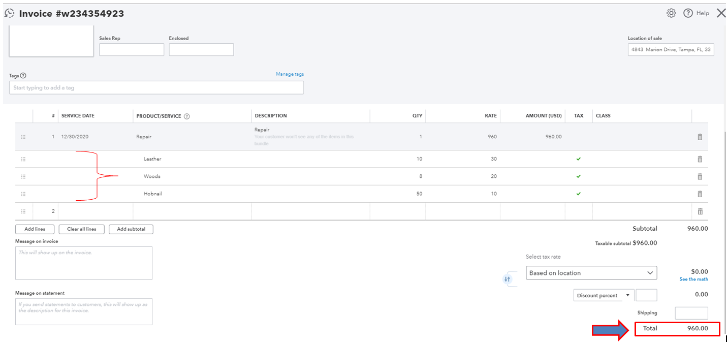 How do I track parts used for services?
