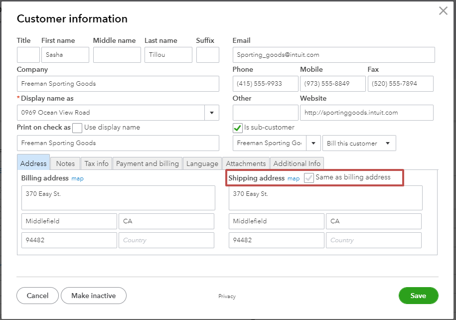 Invoices Adding Names to Billing/Shipping Addresses