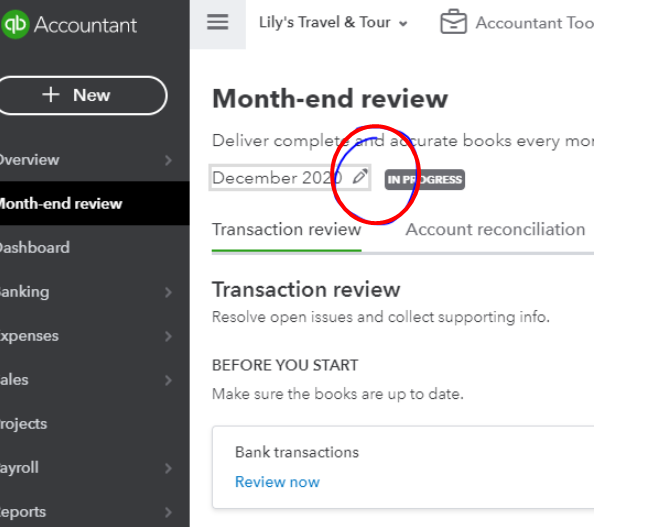 Month-end Review / Bookkeeping overview