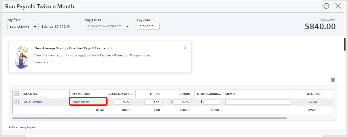 How to change from direct deposit to printed paycheck