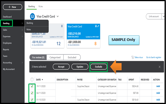 Matching more than one bank transactions to a journal
