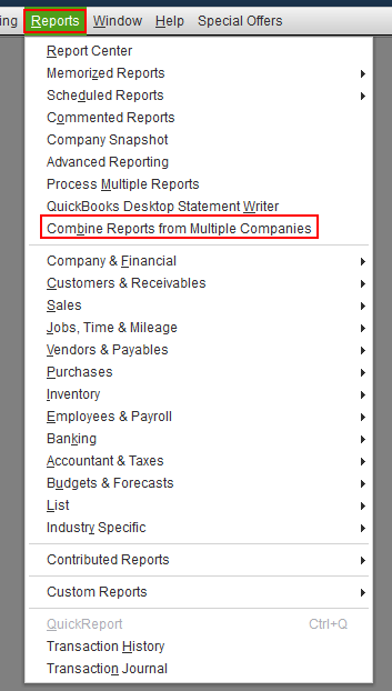 Combine reports from multiple company COMPARISON