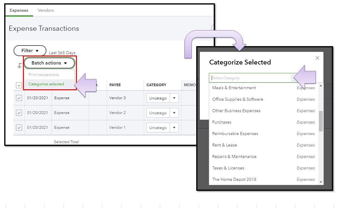 Uncategorized Expense in deposit screen