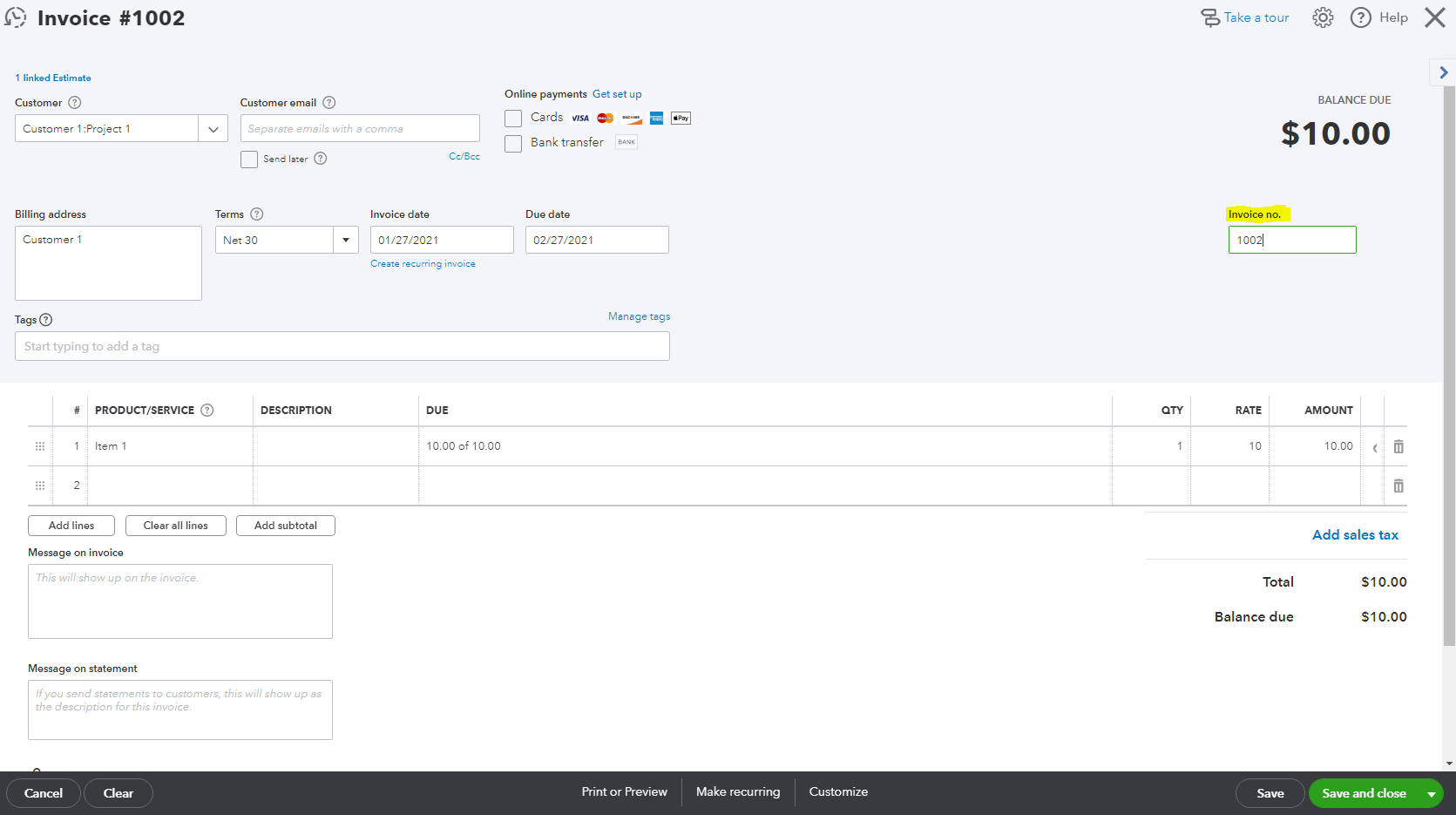 Is there an easy way in QBO to add an existing, paid invoice to a new ...