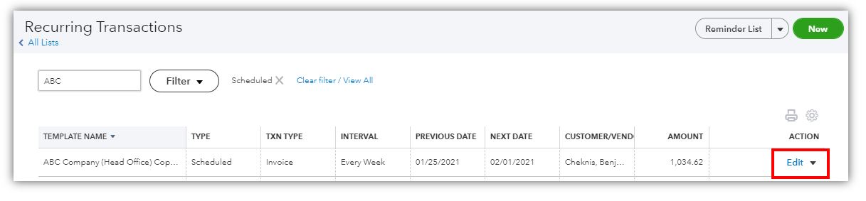 Solved: Recurring transaction dates not changing