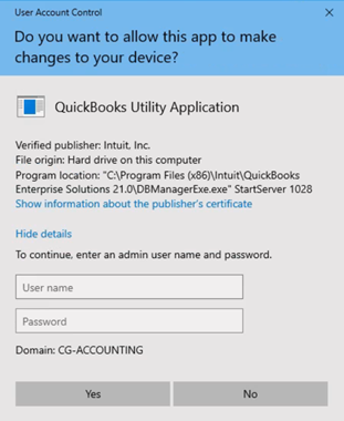 Asking for Administrator password