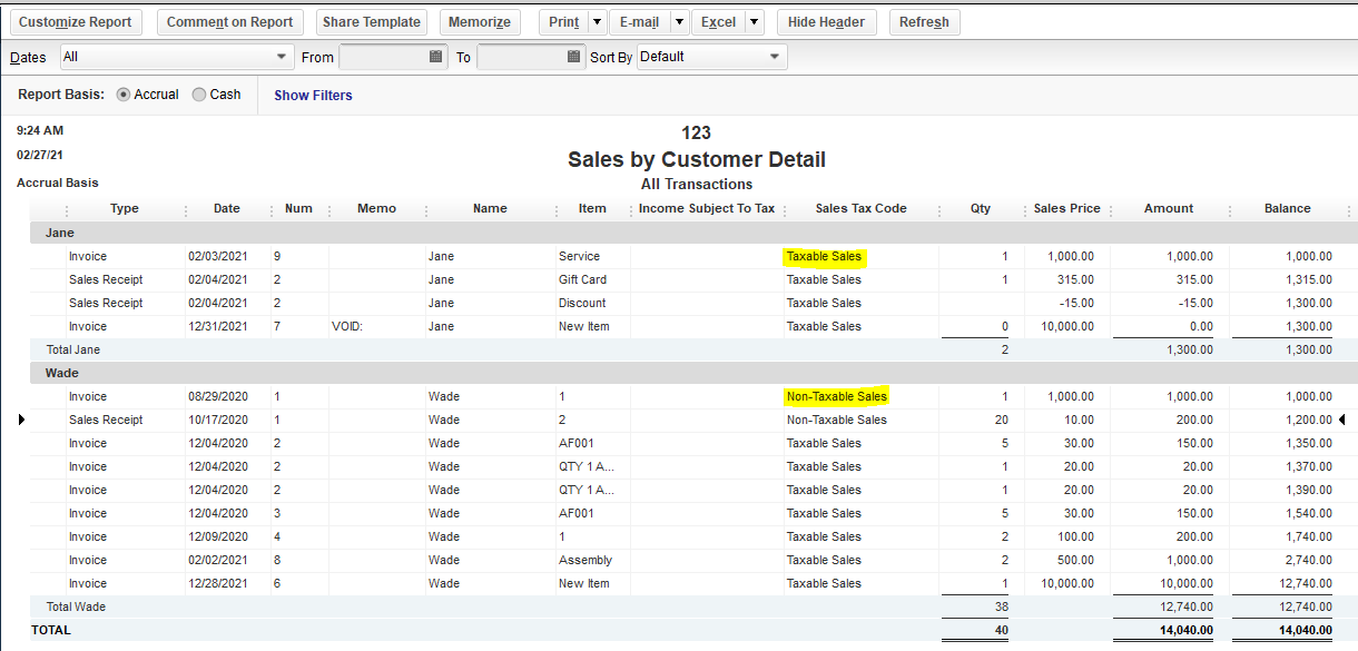 Solved: Need help with customizing a sales tax report.