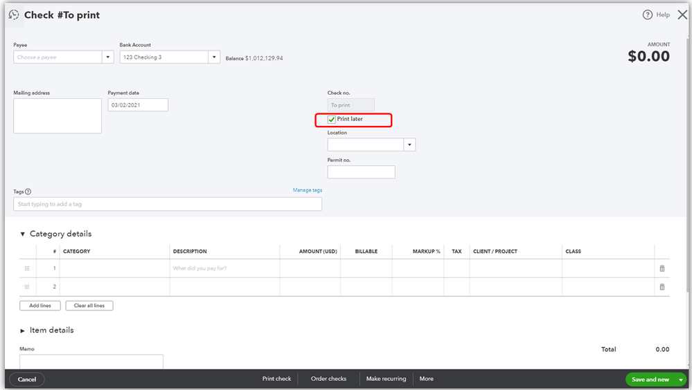 Can only print one check at a time. They will not print correctly?.