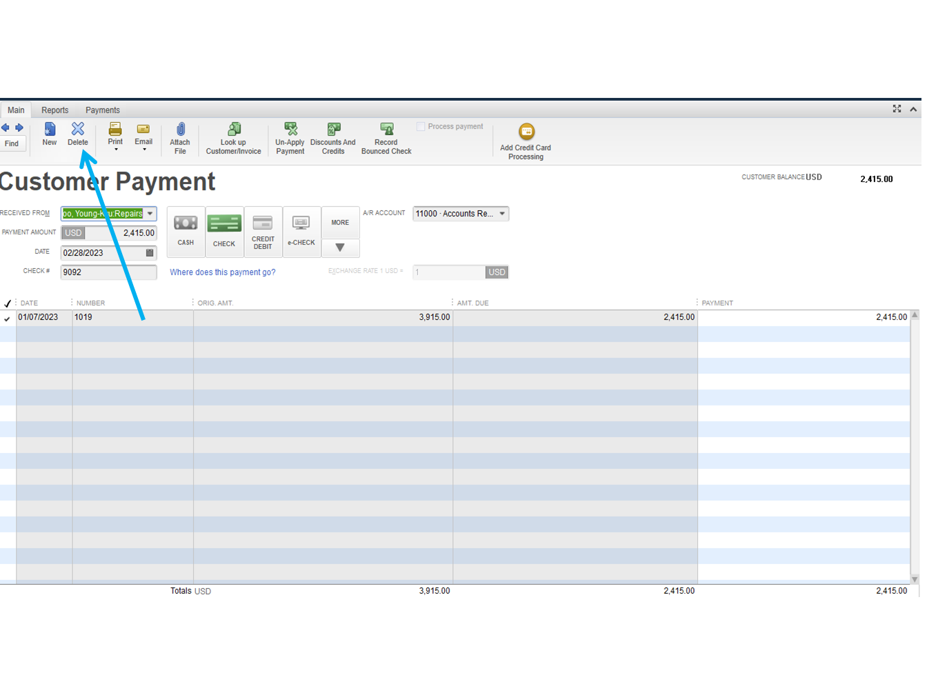 Solved: Delete a payment