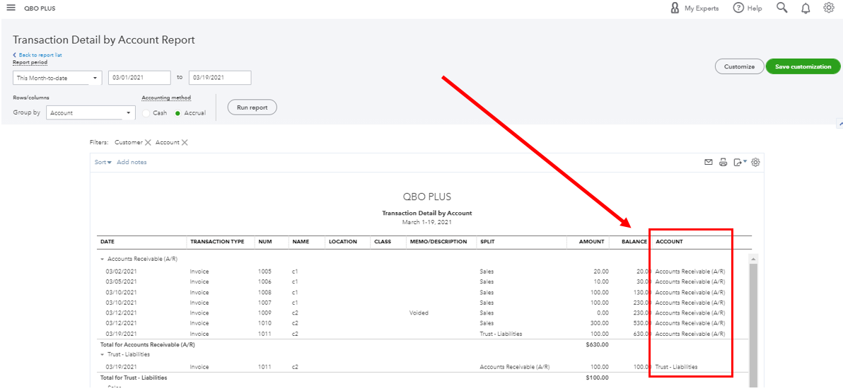 Custom report with client accounts receivable balance AND client ...