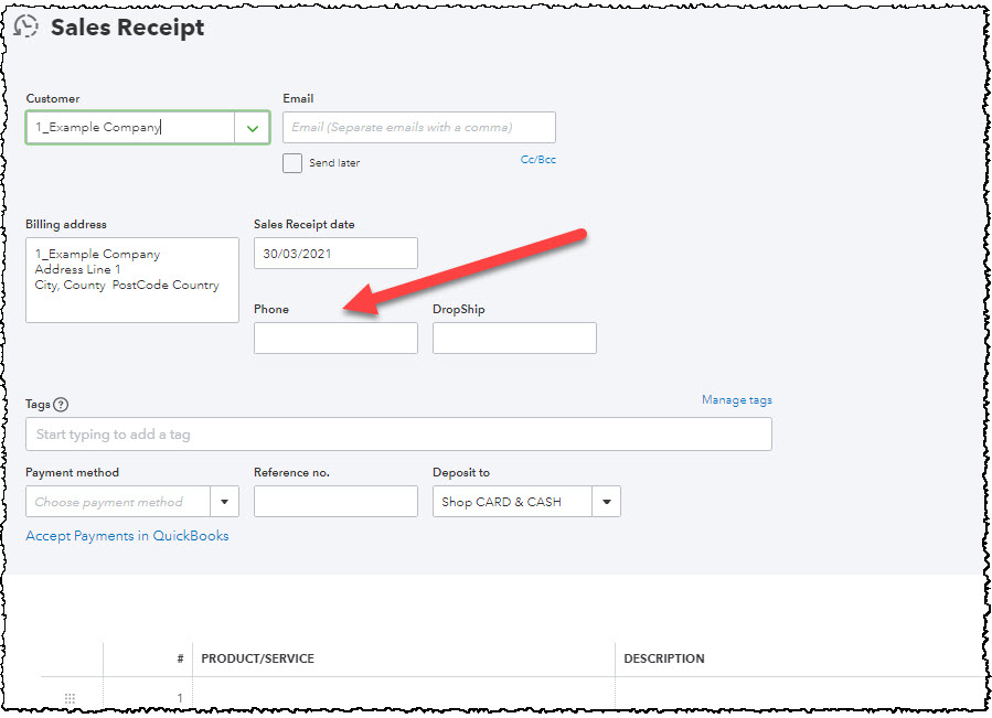 Customer Details (phone numbers for example) do not show on the Sales ...