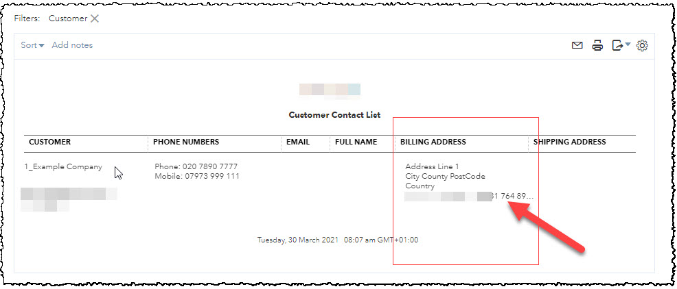 Customer Details (phone numbers for example) do not show on the Sales ...