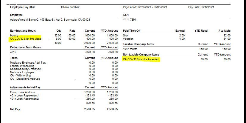 CA COVID Paid Sick Leave
