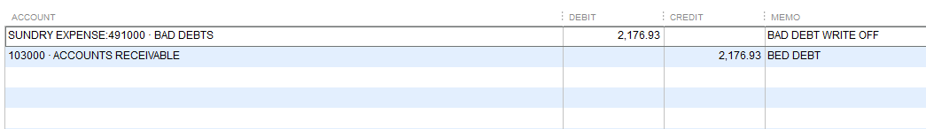 Solved: bad debt write off