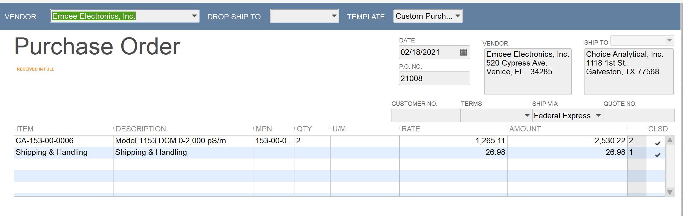 Solved: Crediting a PO with a previous credit card payment.