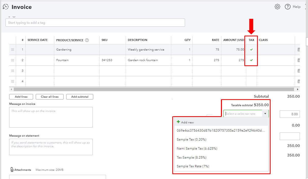 How do i add sales tax to my invoice