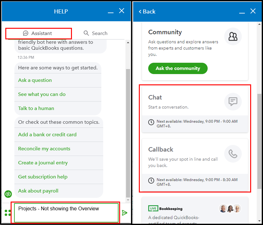 Projects - Not showing the Overview