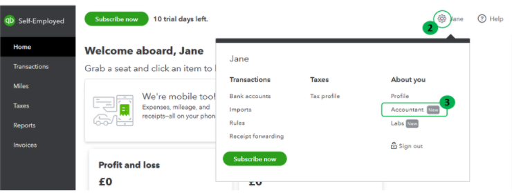 How do i share my account with my accountant?