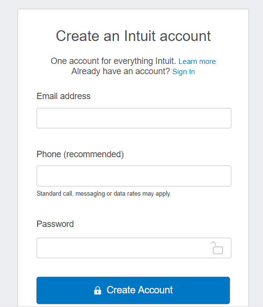 QB Pro requires an Intuit Account