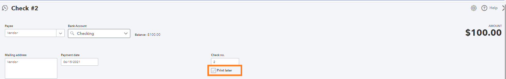 Solved: what is TO PRINT in check register, instead of a check number?