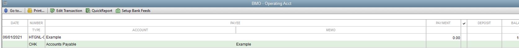 How can I change the column widths in the checkbook register window?