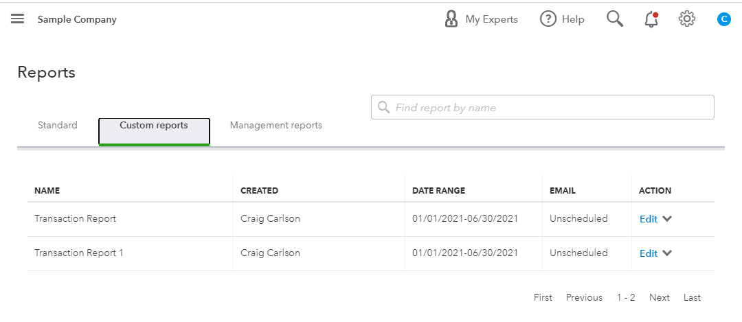 Change default columns on transaction report (QB Online)