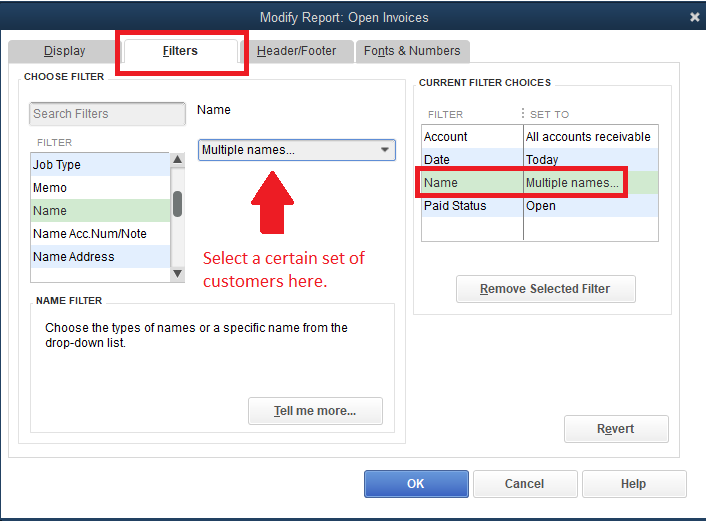How can I remove inactive customers from AR report?